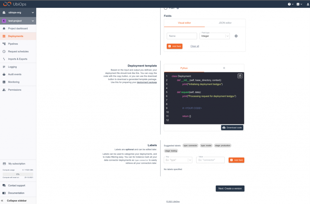 New UbiOps features December 2021 - UbiOps